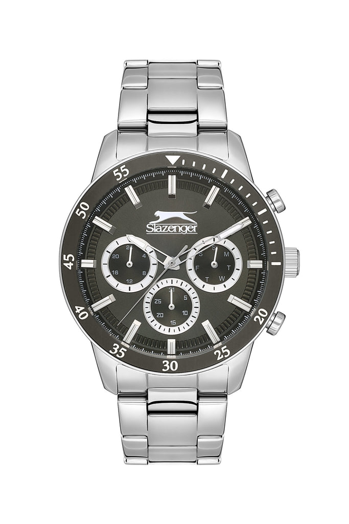 Slazenger SL.9.2260.2.04 Quartz Male Metal Silver Band Gun Dial Watch ...
